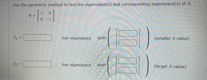Solved Use the geometric method to find the eigenvalue(s) | Chegg.com