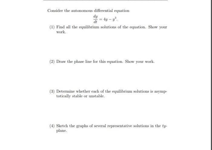 Solved Consider the autonomous differential equation dy dt | Chegg.com