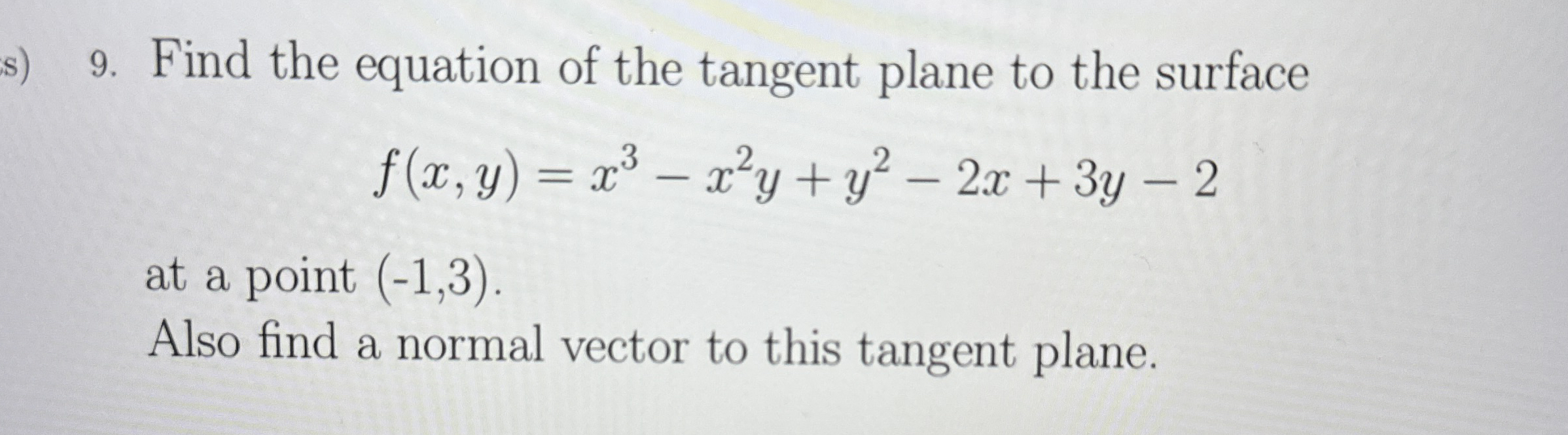 Solved s) 9. ﻿Find the equation of the tangent plane to the | Chegg.com