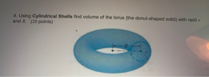 Solved 4. Using Cylindrical Shells find volume of the torus | Chegg.com