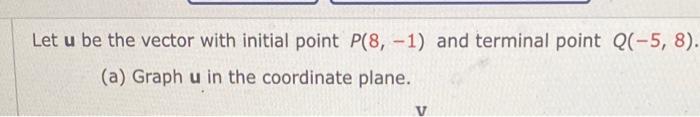 Solved Let u be the vector with initial point P(8,−1) and | Chegg.com