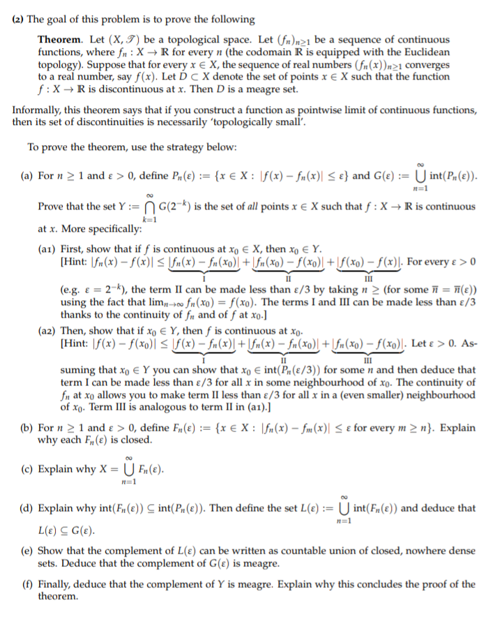 Solved (2) ﻿The goal of ﻿this problem is to ﻿prove the | Chegg.com