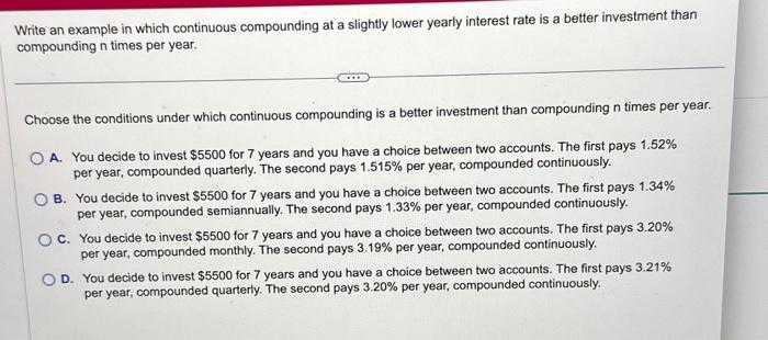 Solved Write an example in which continuous compounding at a | Chegg.com