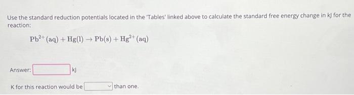 Solved Use the standard reduction potentials located in the | Chegg.com