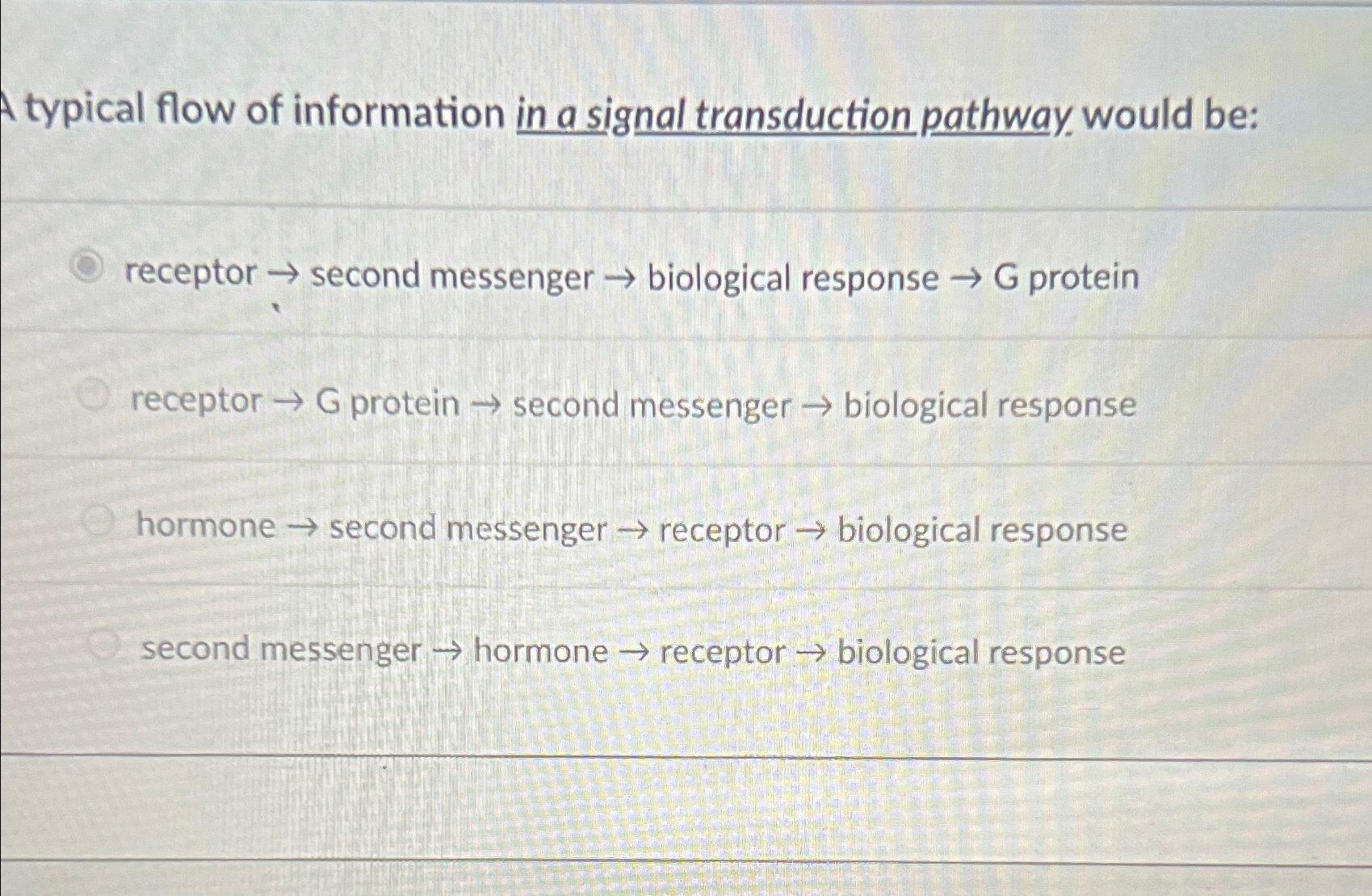 Solved typical flow of information in a signal transduction | Chegg.com