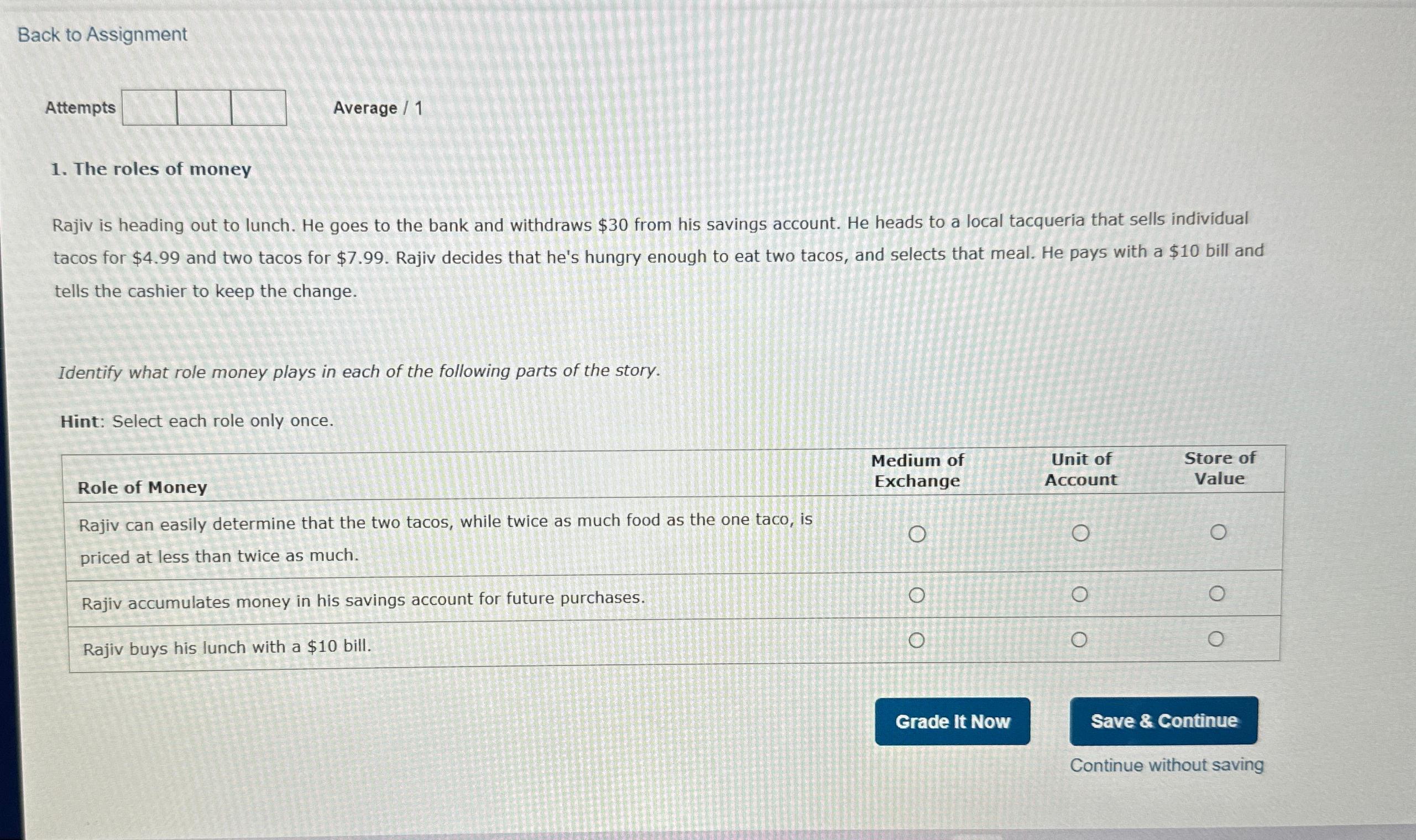 Solved Back to AssignmentAttempts Average ?1The roles of | Chegg.com
