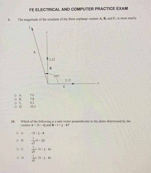 Solved FE ELECTRICAL AND COMPUTER PRACTICE EXAM 9. The | Chegg.com