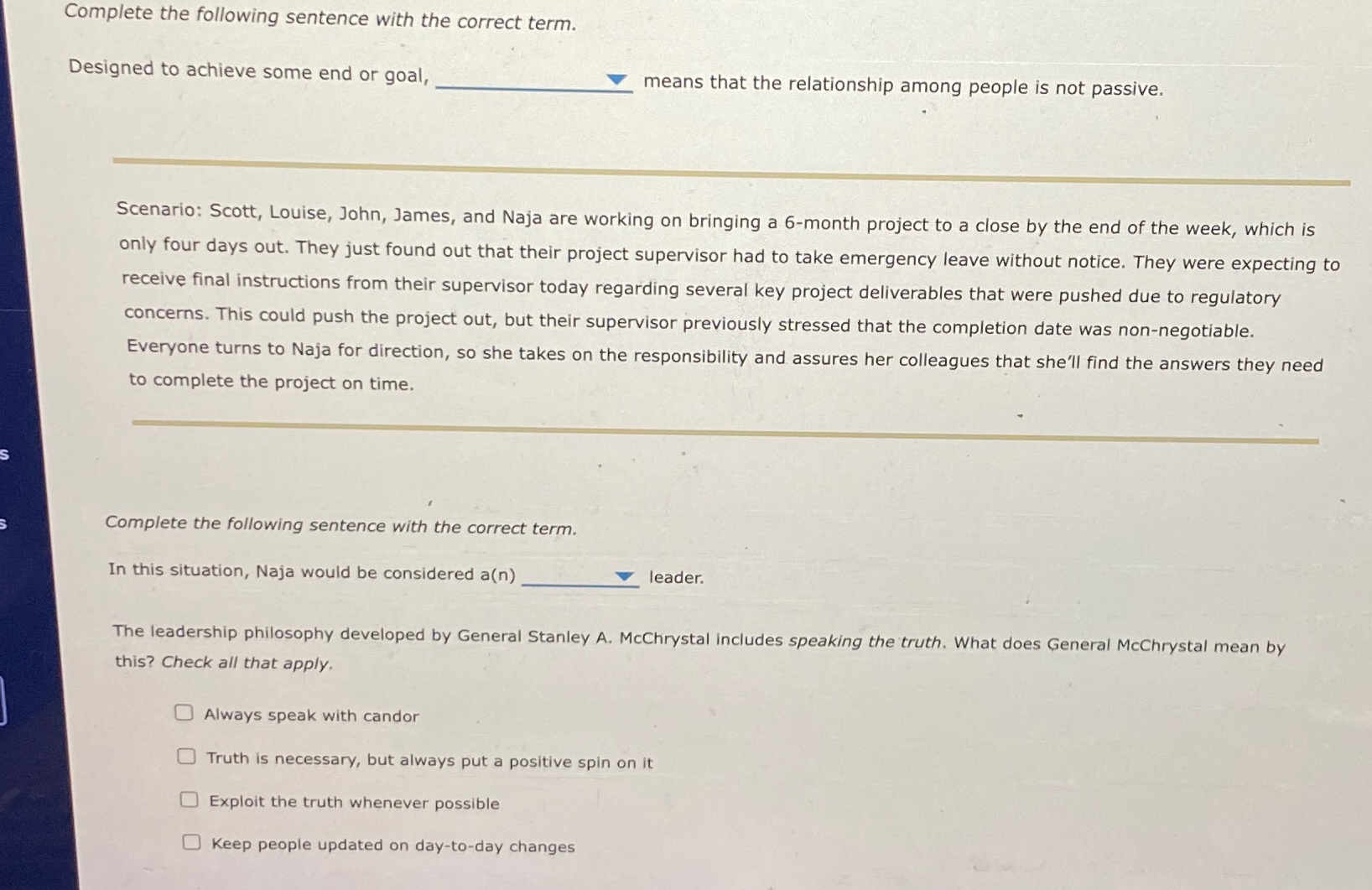 Solved Complete the following sentence with the correct | Chegg.com