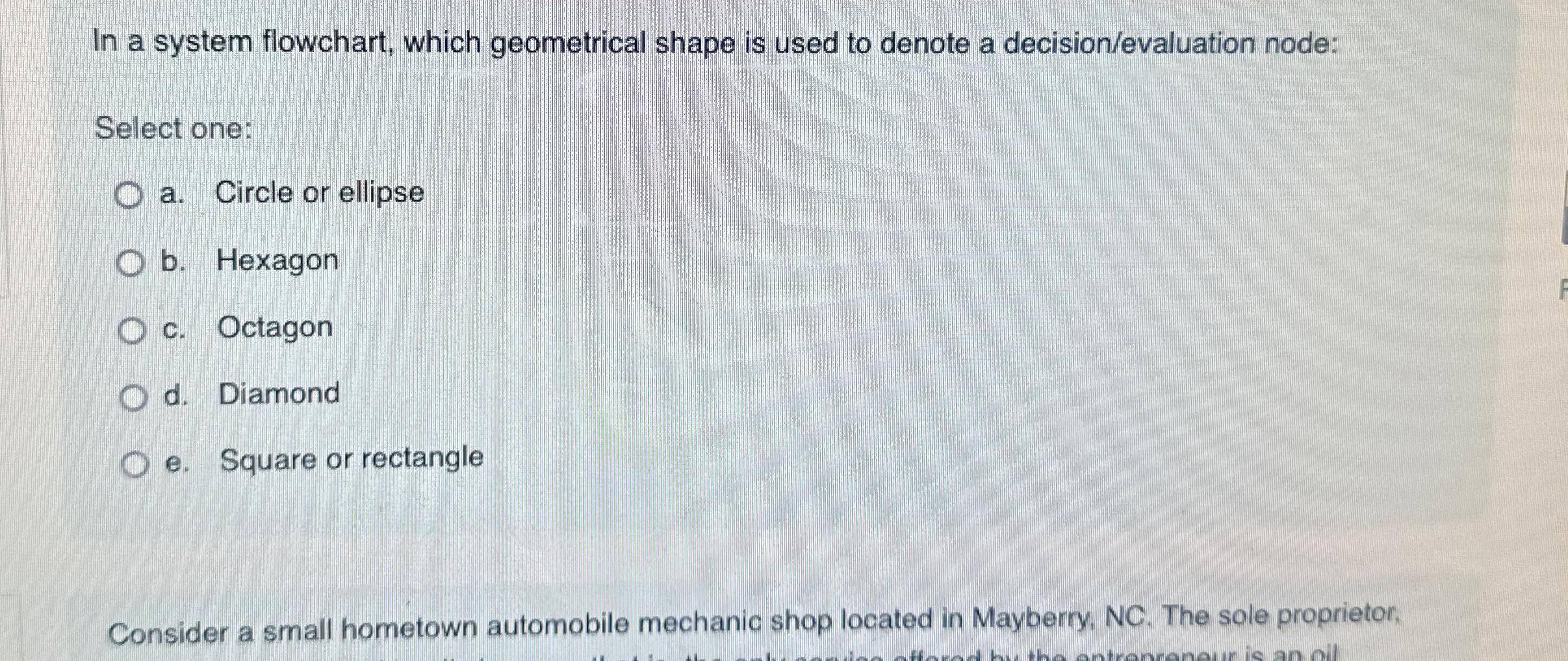 Solved In A System Flowchart Which Geometrical Shape Is 