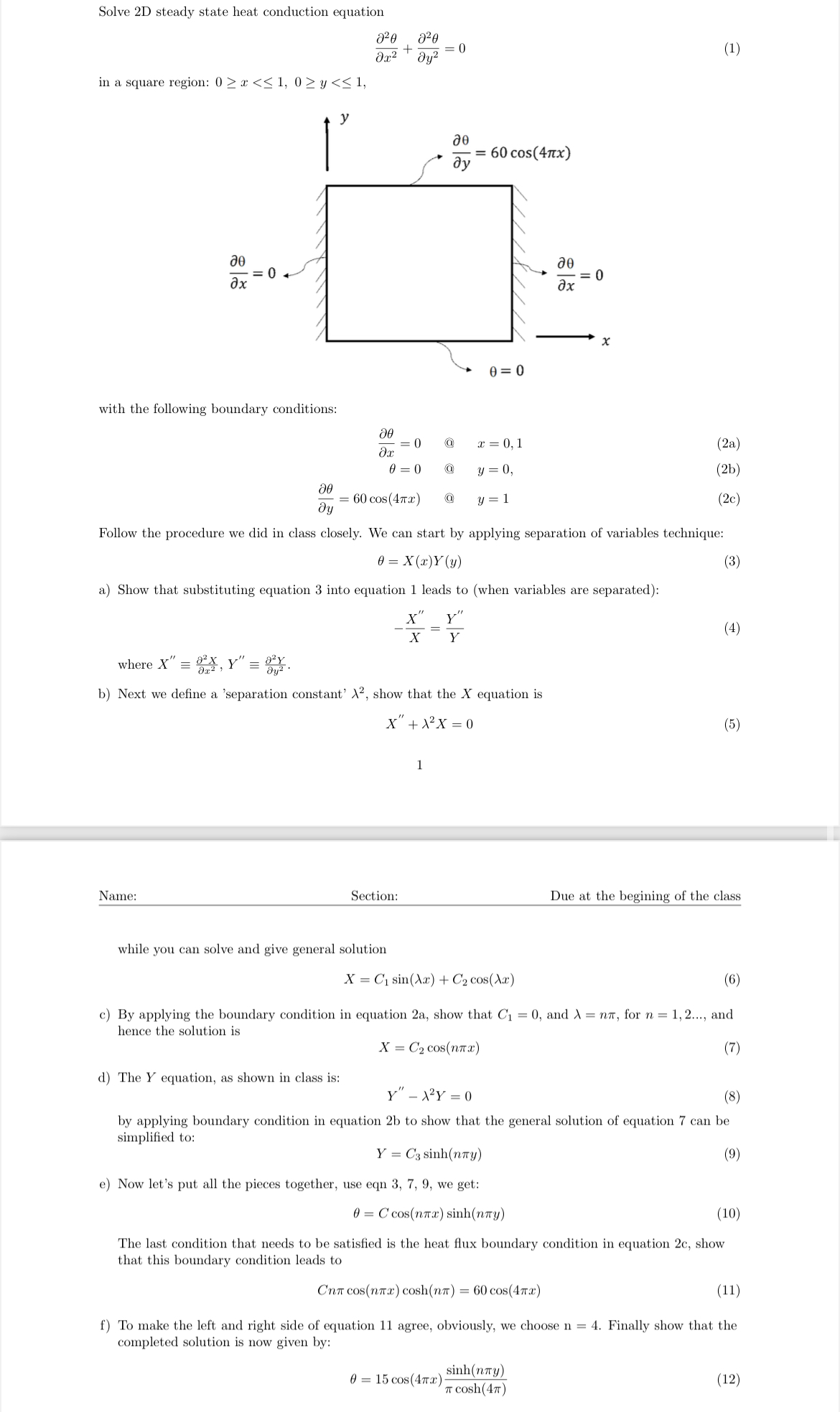 Solved Solve 2D steady state heat conduction | Chegg.com