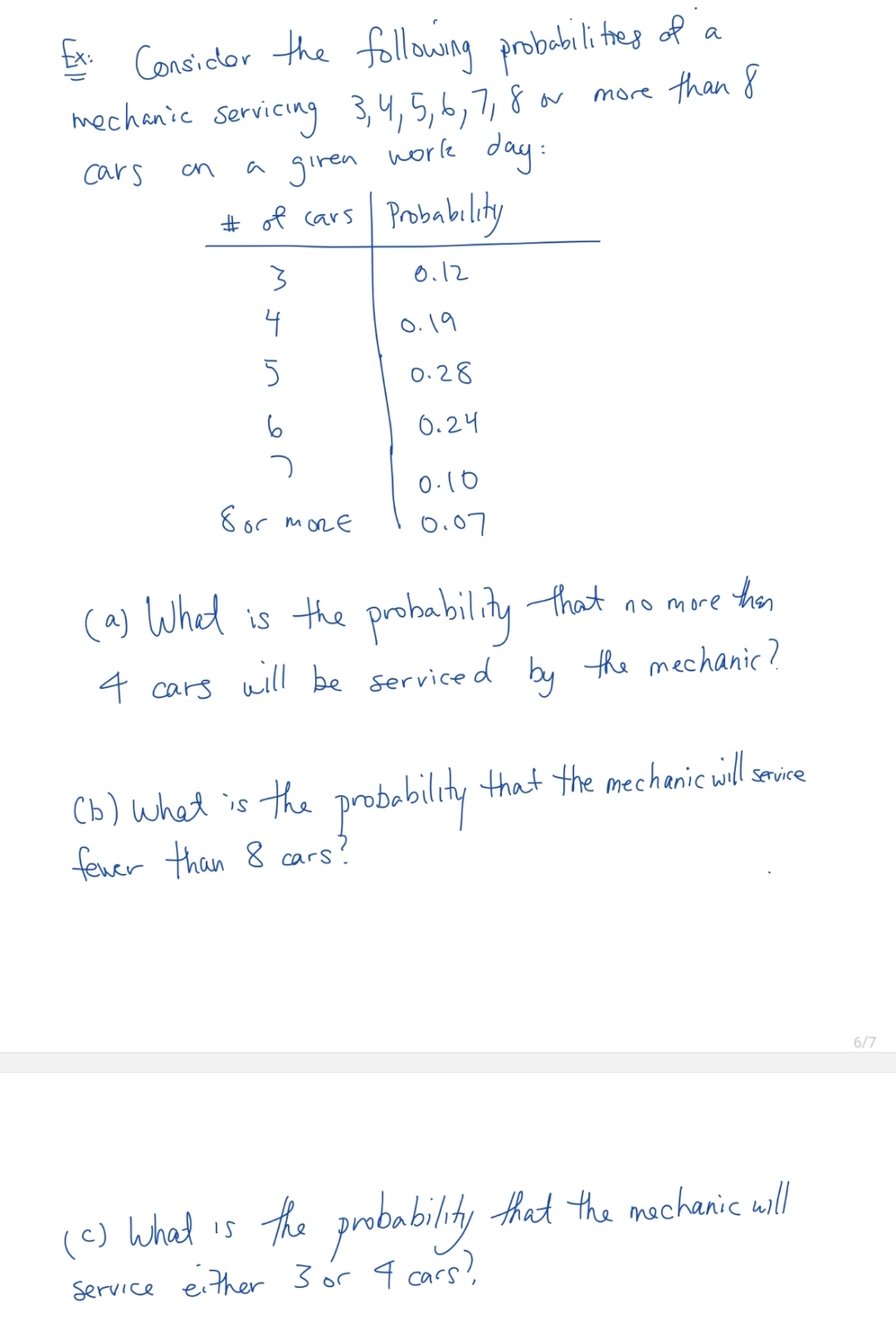 Solved Ex: Consider the following probabilities of a | Chegg.com