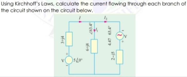 Solved Using Kirchhoff's Laws, calculate the current flowing | Chegg.com