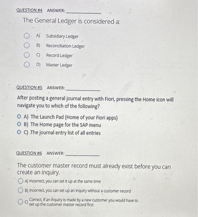 Solved The General Ledger is considered a: A) Subsidiary | Chegg.com