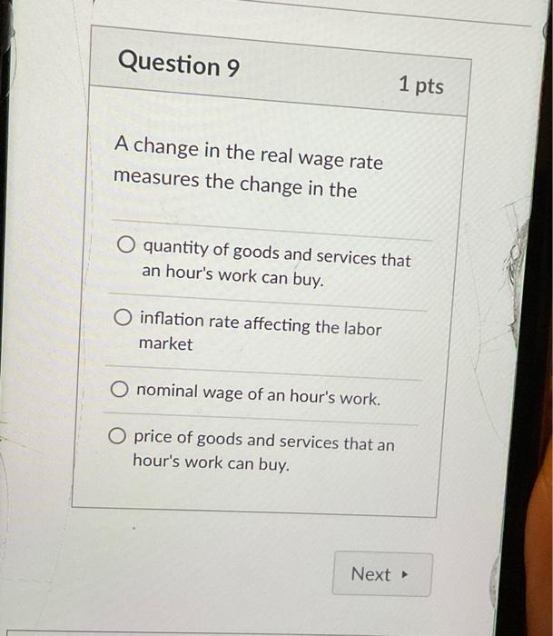 Solved A change in the real wage rate measures the change in | Chegg.com