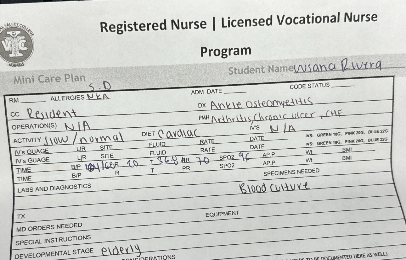 Solved Registered Nurse | ﻿Licensed Vocational | Chegg.com