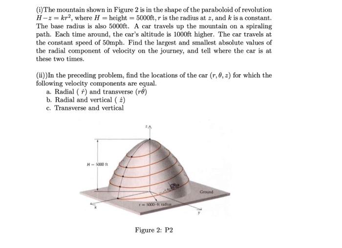 (i)The mountain shown in Figure 2 is in the shape of | Chegg.com