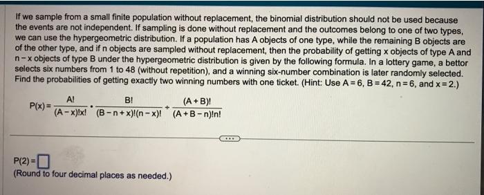 Solved If we sample from a small finite population without | Chegg.com