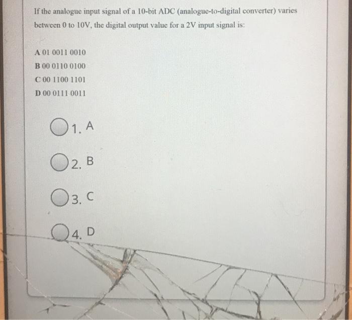 Solved If the analogue input signal of a 10-bit ADC | Chegg.com