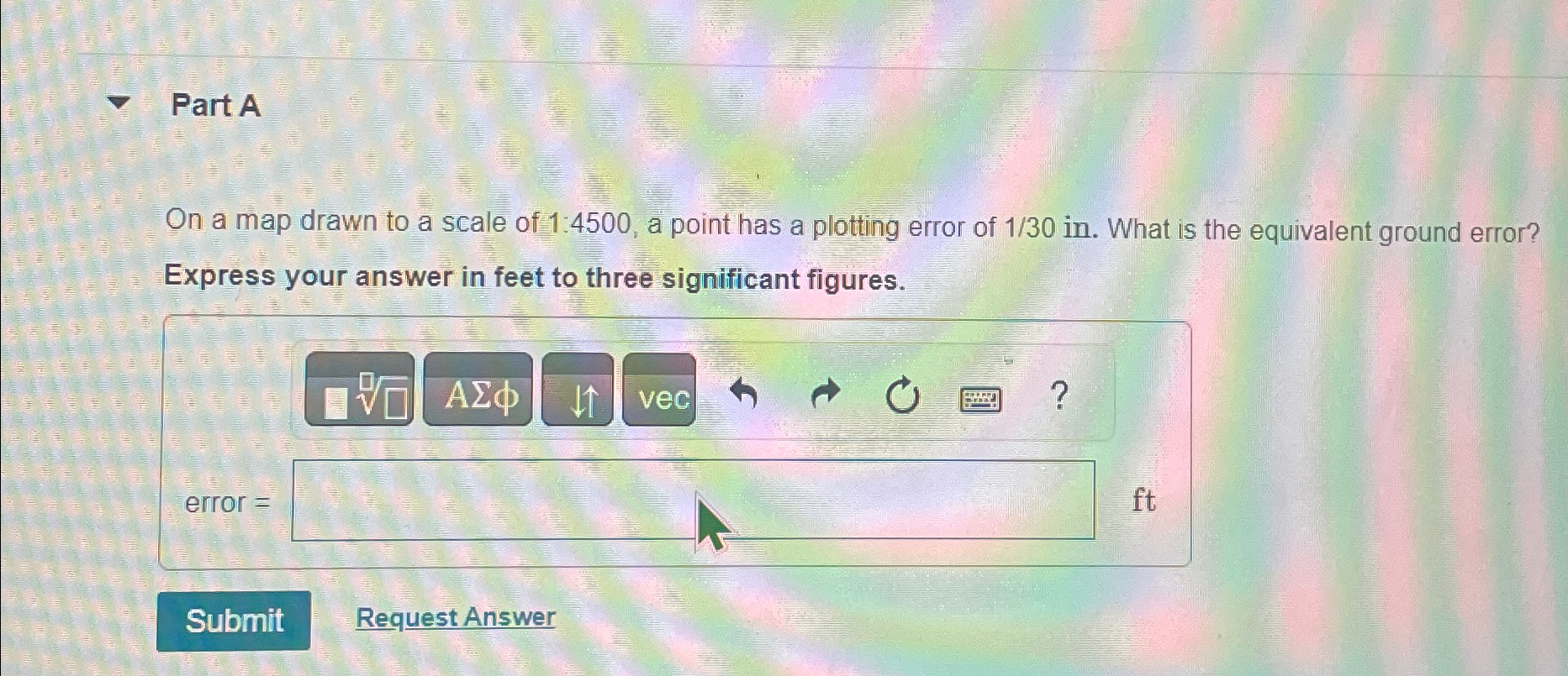 Solved Part AOn a map drawn to a scale of 1:4500, ﻿a point | Chegg.com