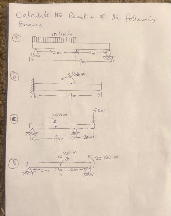 Solved Calculate the Reaction of the following Beams (a) (b) | Chegg.com
