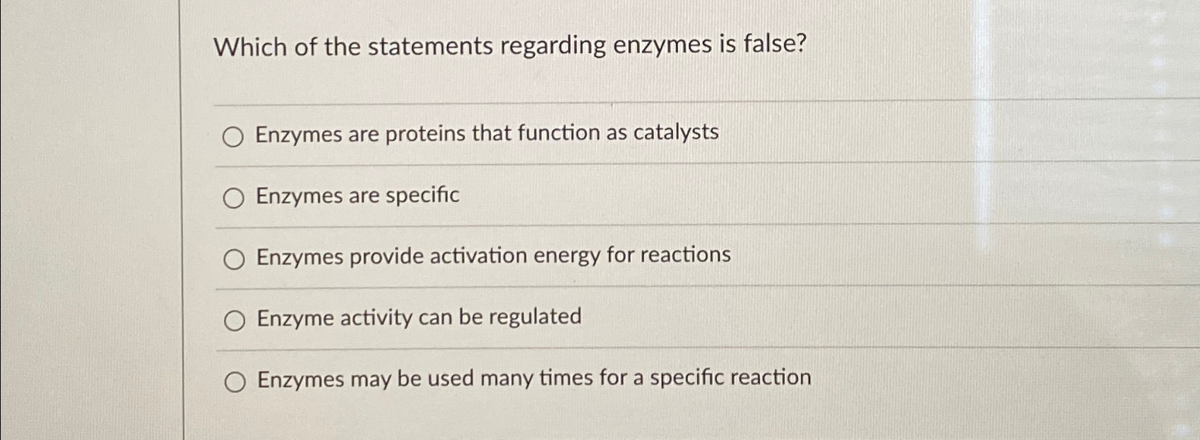 Solved Which of the statements regarding enzymes is | Chegg.com