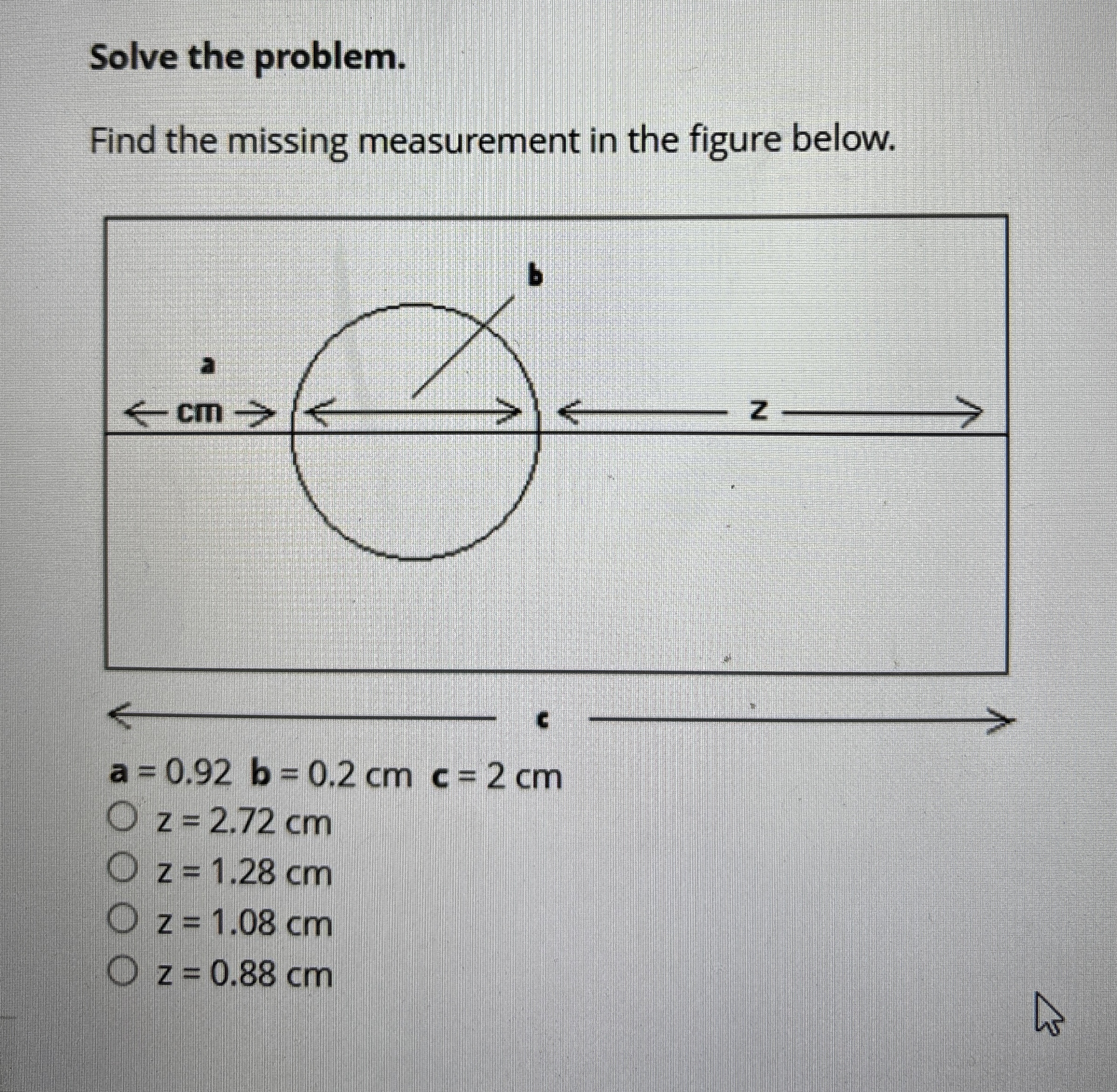 Solved Solve the problem.Find the missing measurement in the | Chegg.com