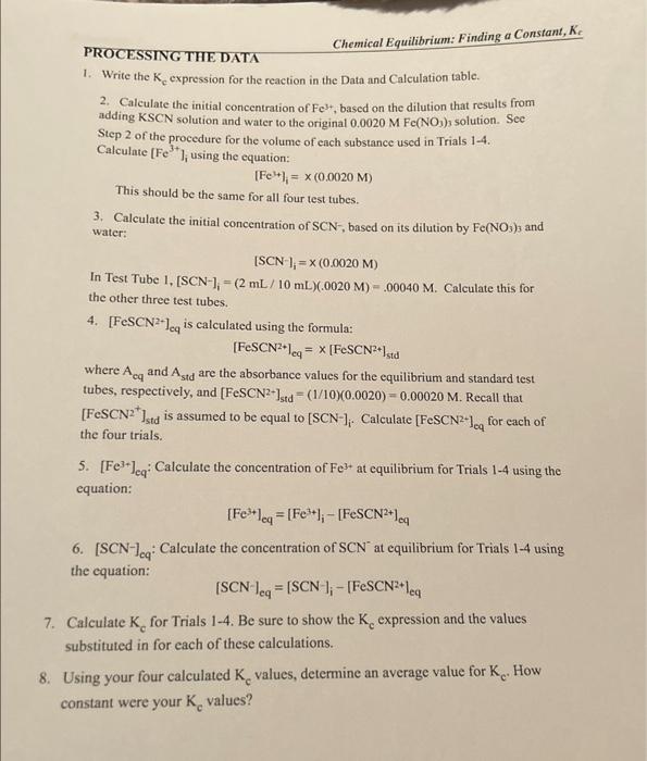Solved DATA AND CALCULATIONS K0 expression | Chegg.com