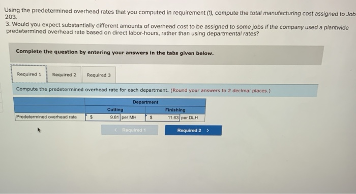 Solved 1. Compute the predetermined overhead rate for each | Chegg.com