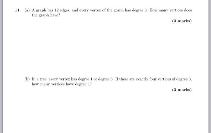 Solved 11. (a) A graph has 12 edges, and every vertex of the | Chegg.com