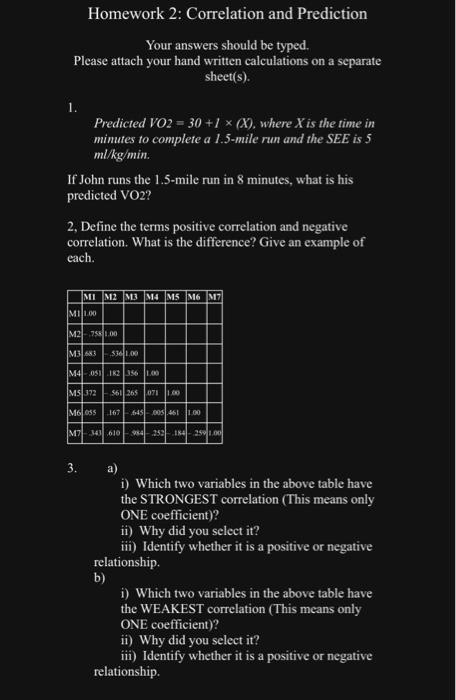 Solved Homework 2: Correlation and Prediction Your answers | Chegg.com