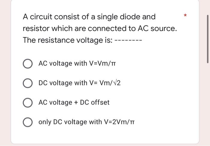 Solved A circuit consist of a single diode and resistor | Chegg.com