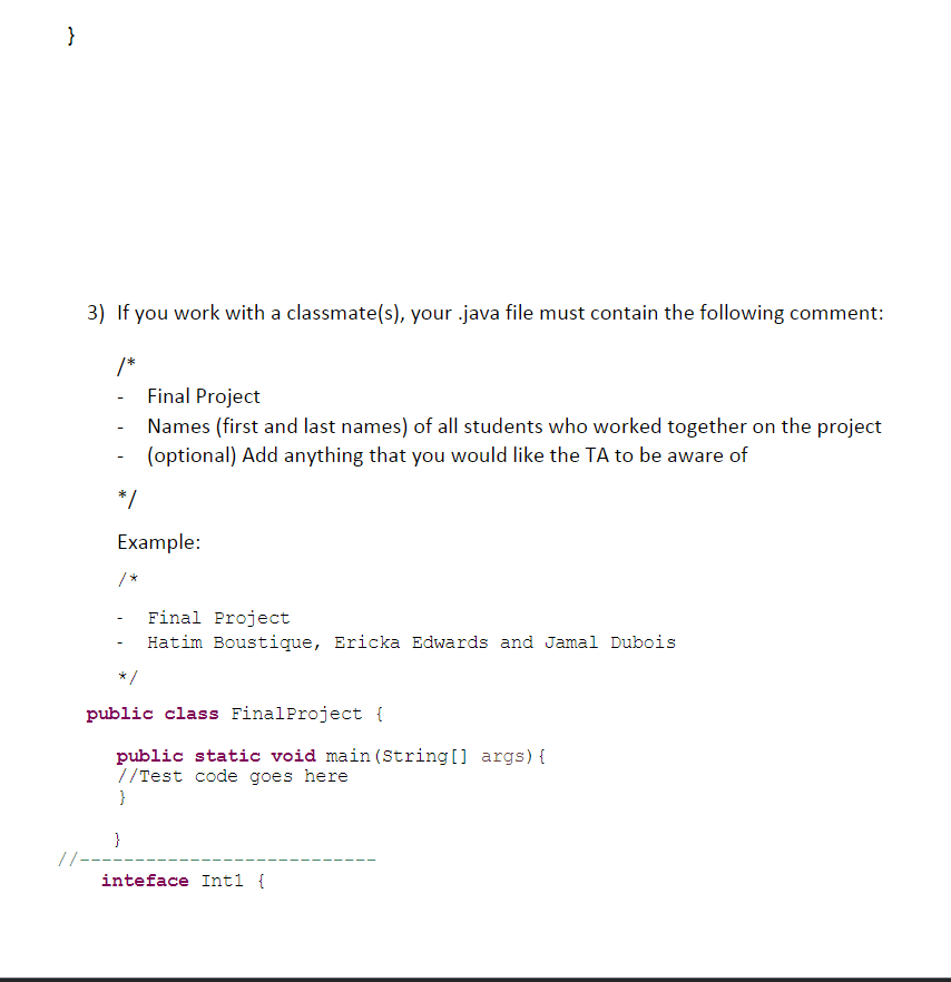 Solved public class FinalProject \{ public static void | Chegg.com