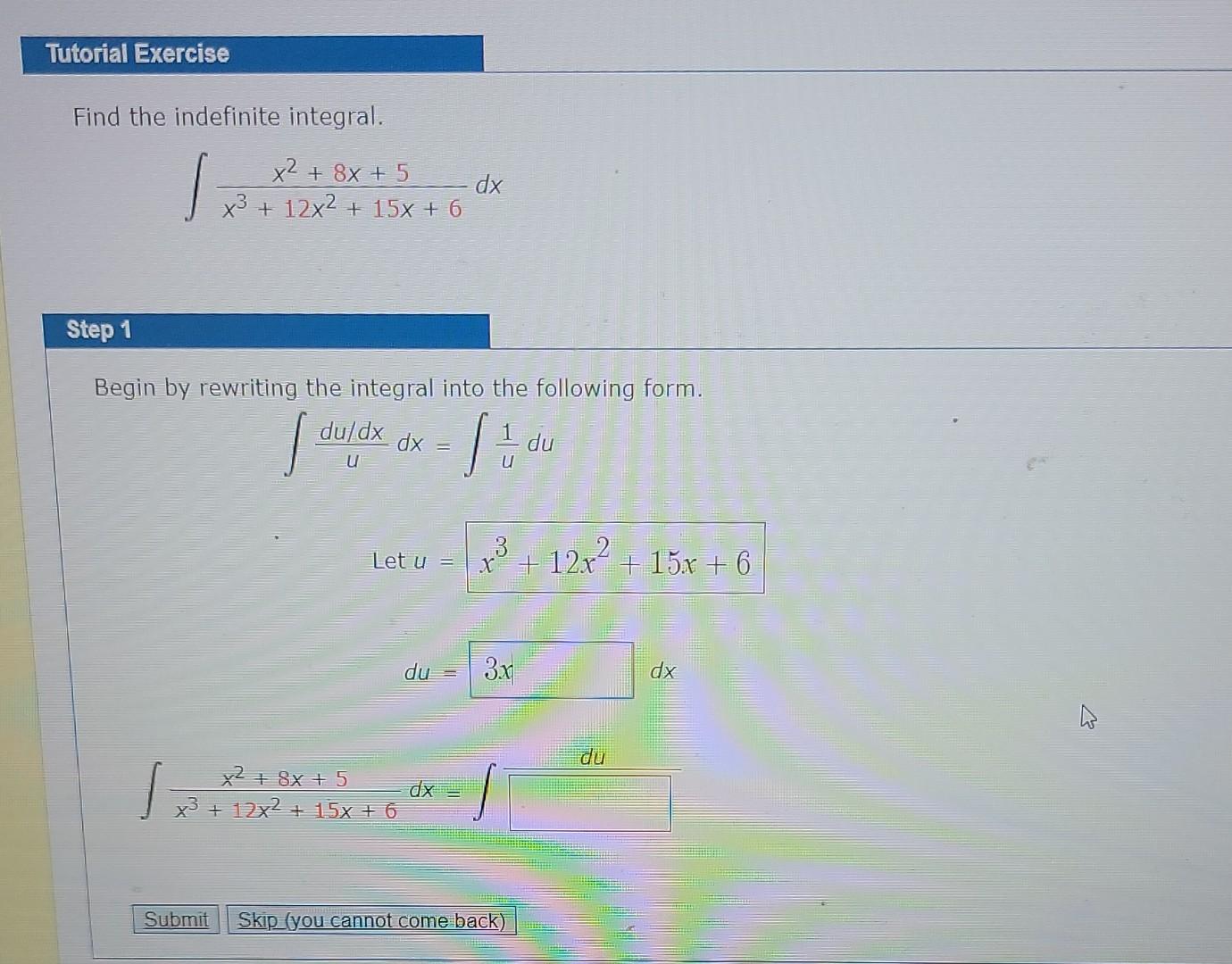 Solved Tutorial Exercise Find the indefinite integral. . x2 | Chegg.com
