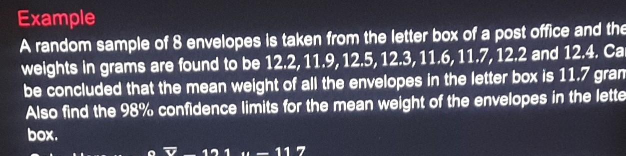 Solved Example A random sample of 8 envelopes is taken from | Chegg.com