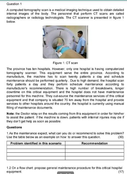 Solved A computed tomography scan is a medical imaging | Chegg.com