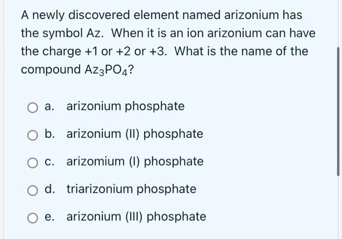 Solved A newly discovered element is named floridium and has | Chegg.com