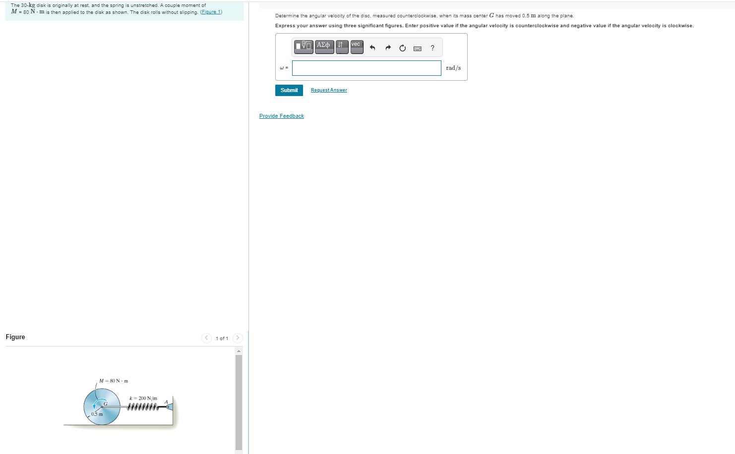 Solved The 30-kg ﻿disk is originally at rest, and the spring | Chegg.com