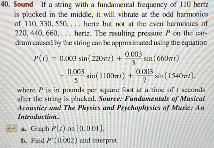Solved 40. Sound If a string with a fundamental frequency of | Chegg.com
