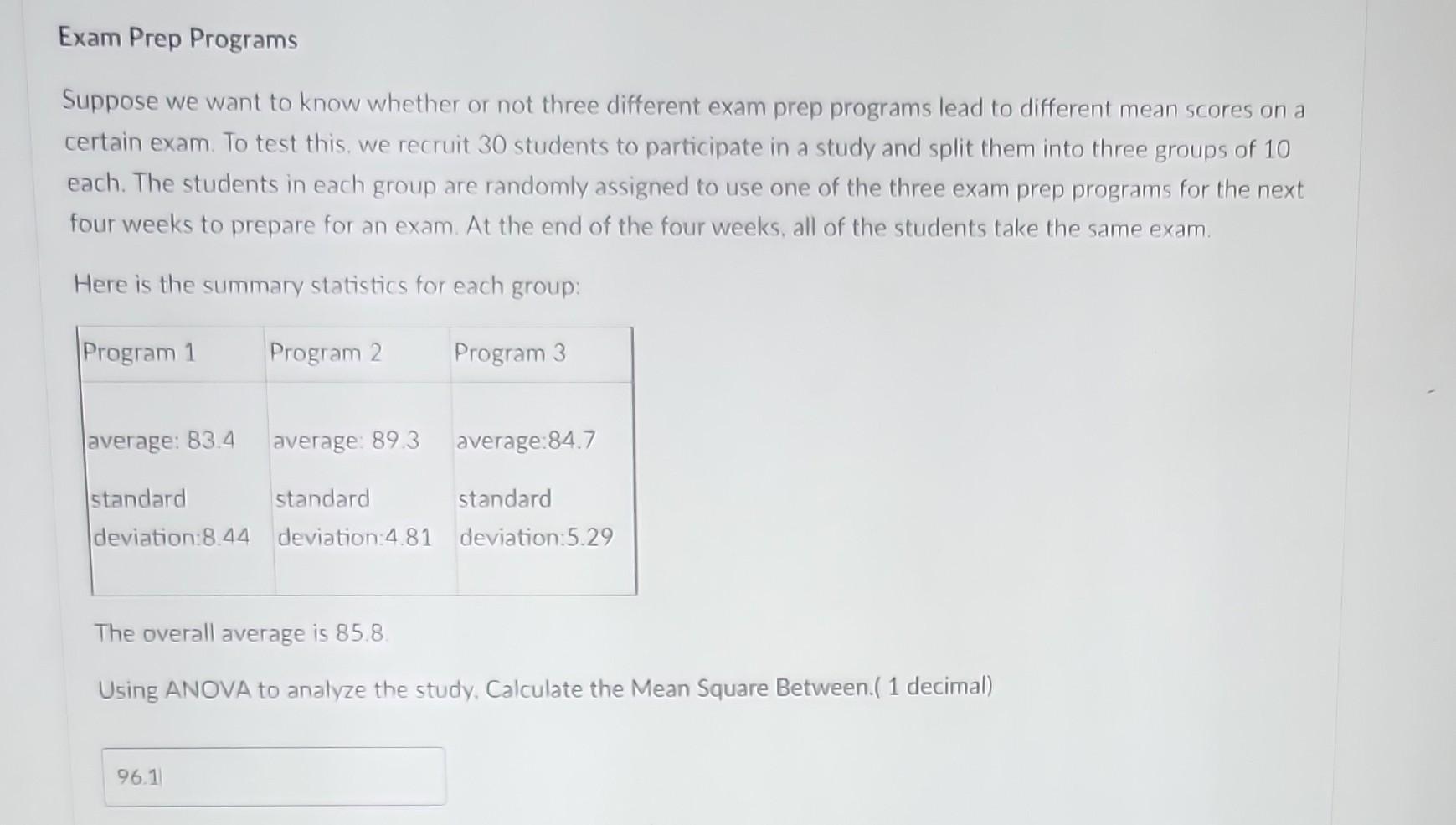 Solved Exam Prep Programs Suppose we want to know whether or | Chegg.com