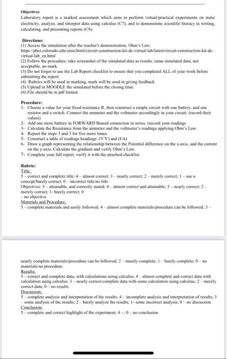 Solved Objectives Laboratory report is a marked assessment | Chegg.com