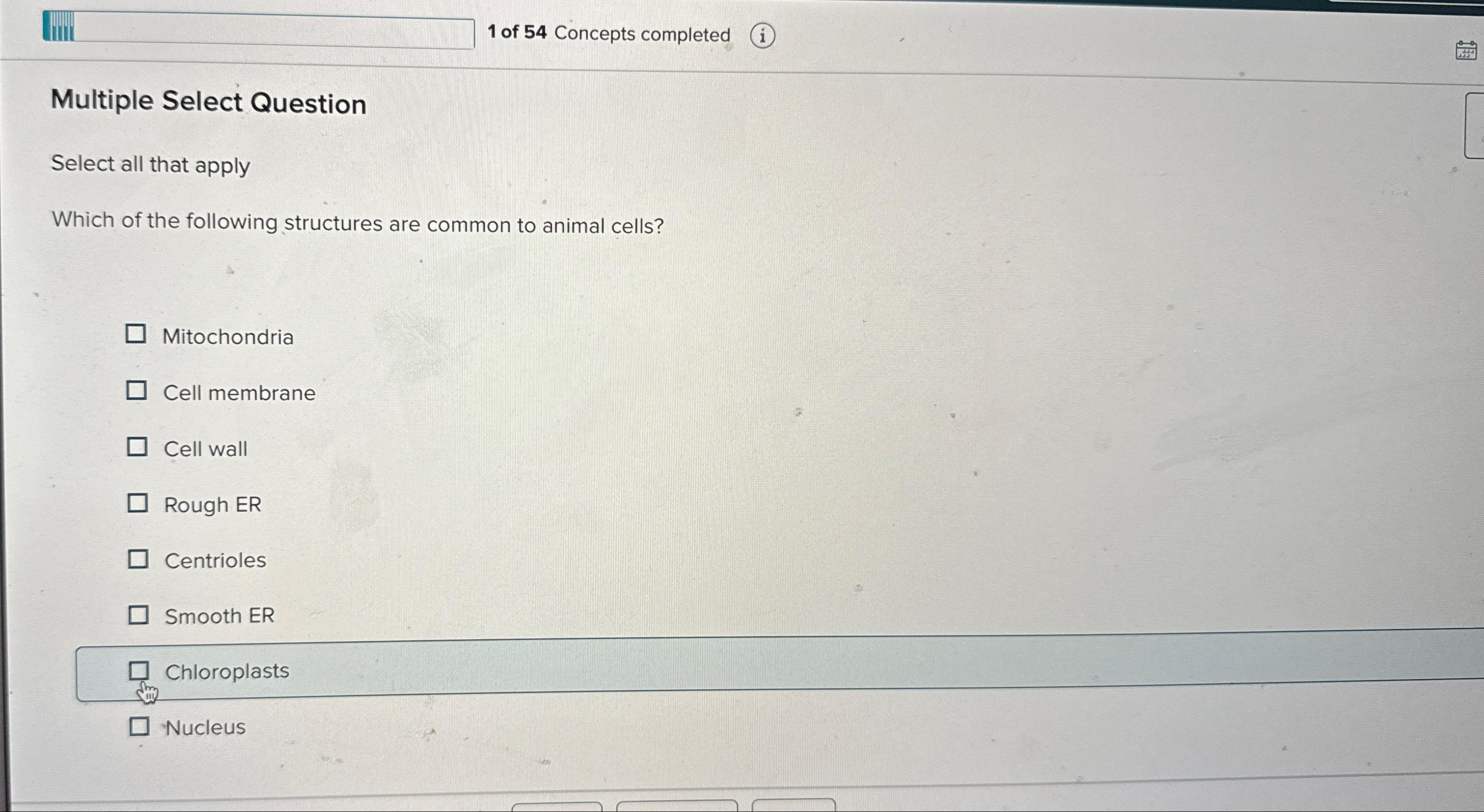 Solved 1 ﻿of 54 ﻿Concepts completed (i)Multiple Select | Chegg.com
