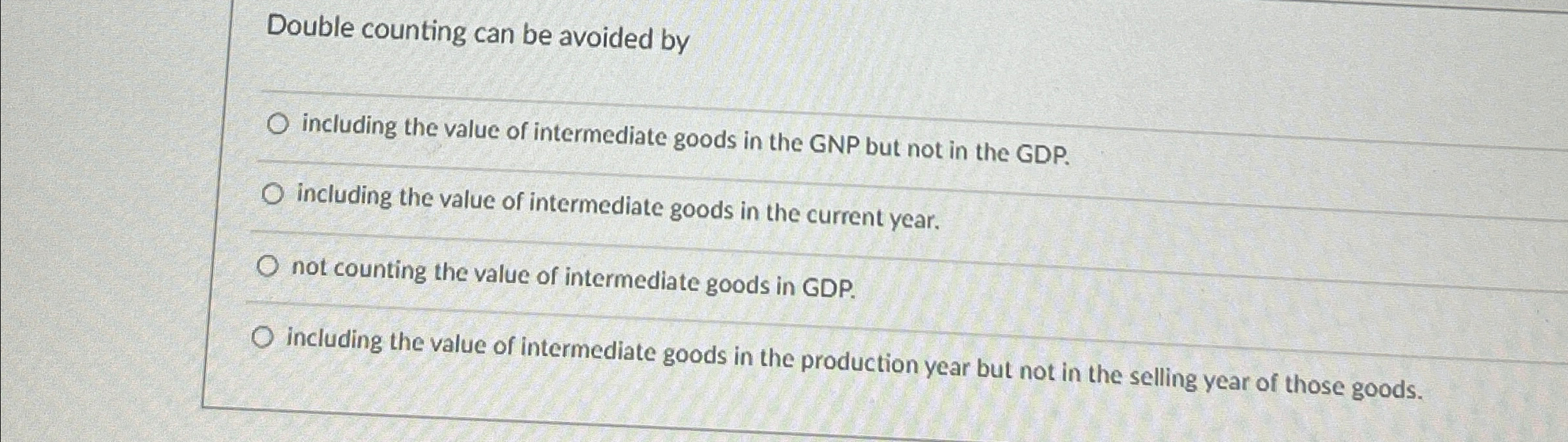 Solved Double counting can be avoided byincluding the value | Chegg.com