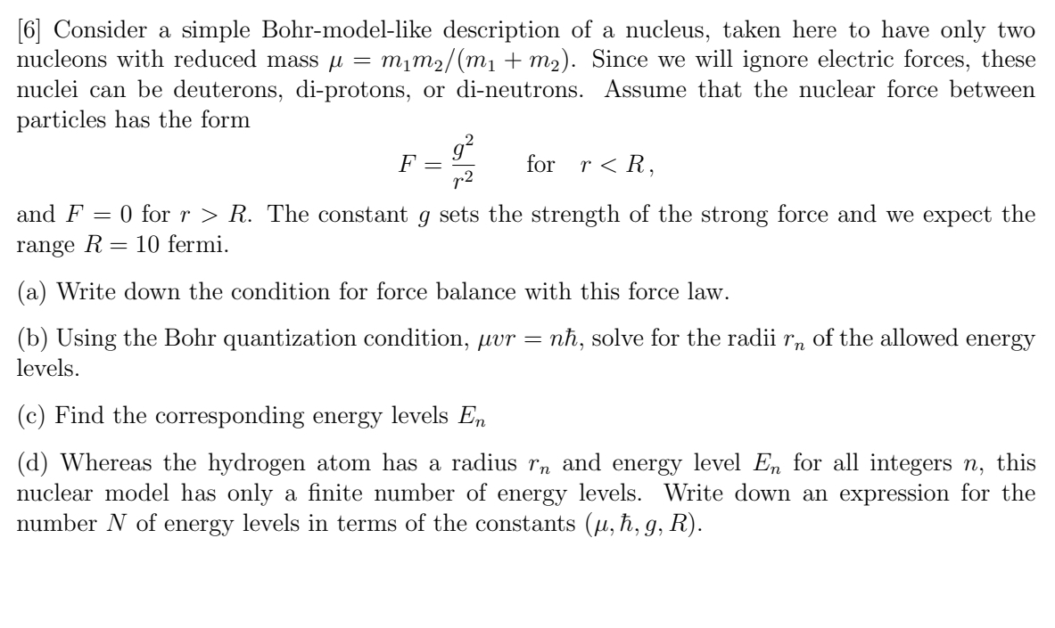 Solved [6] ﻿Consider a simple Bohr-model-like description of | Chegg.com