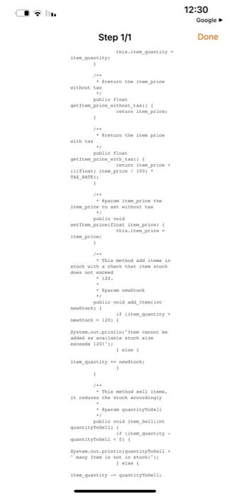 Solved Step 1/1 - FileName: fiem in_Stock.javaStep 1/1 | Chegg.com