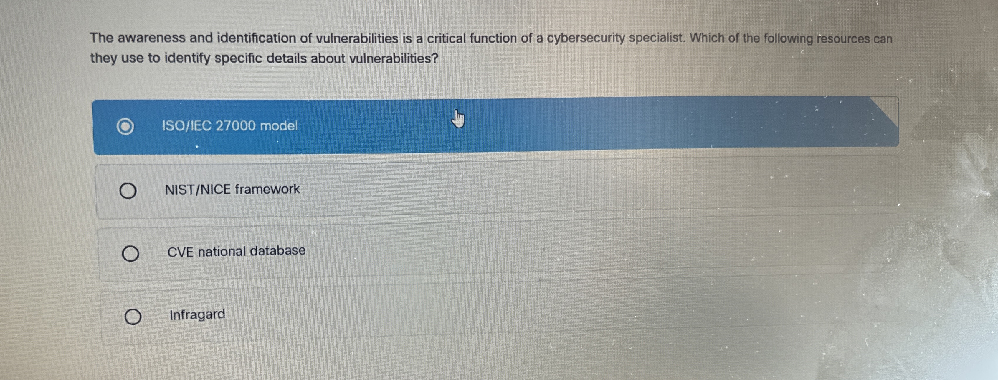 Solved The awareness and identification of vulnerabilities | Chegg.com