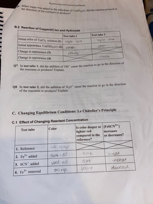 Solved REPORT SHEET Reaction Rates and Chemical Equilibrium | Chegg.com