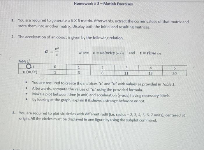 Solved 1. You are required to generate a 5×5 matrix. | Chegg.com