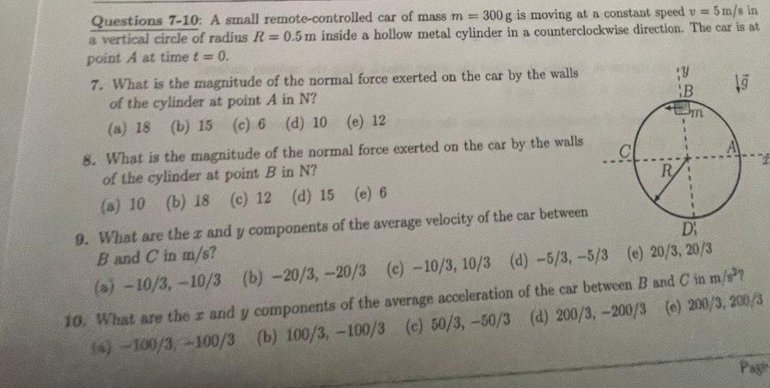 Solved Questions 7-10: A small remote-controlled car of mass | Chegg.com