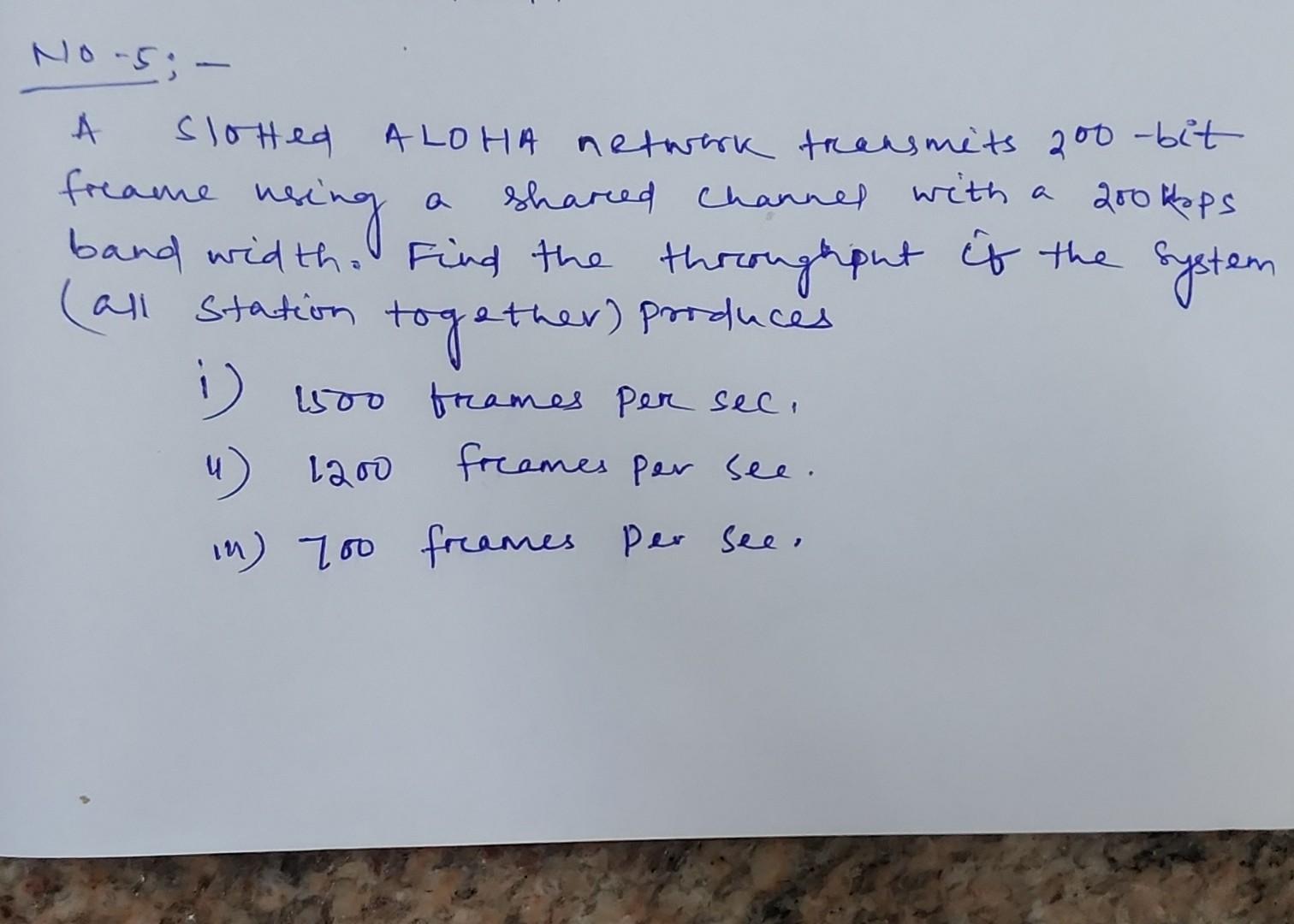 Solved A SloHed ALOHA netwrork transmits 200 -bit frame | Chegg.com