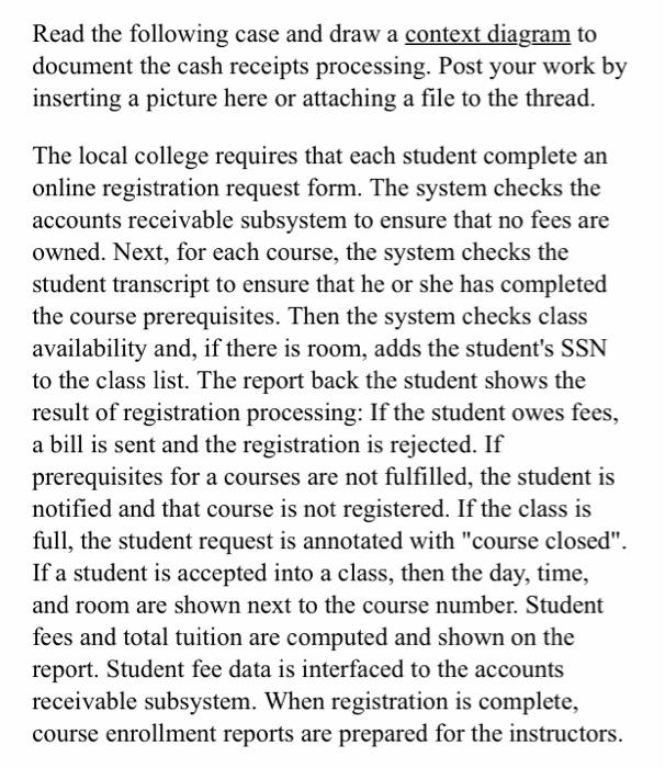 Solved Read the following case and draw a context diagram to | Chegg.com